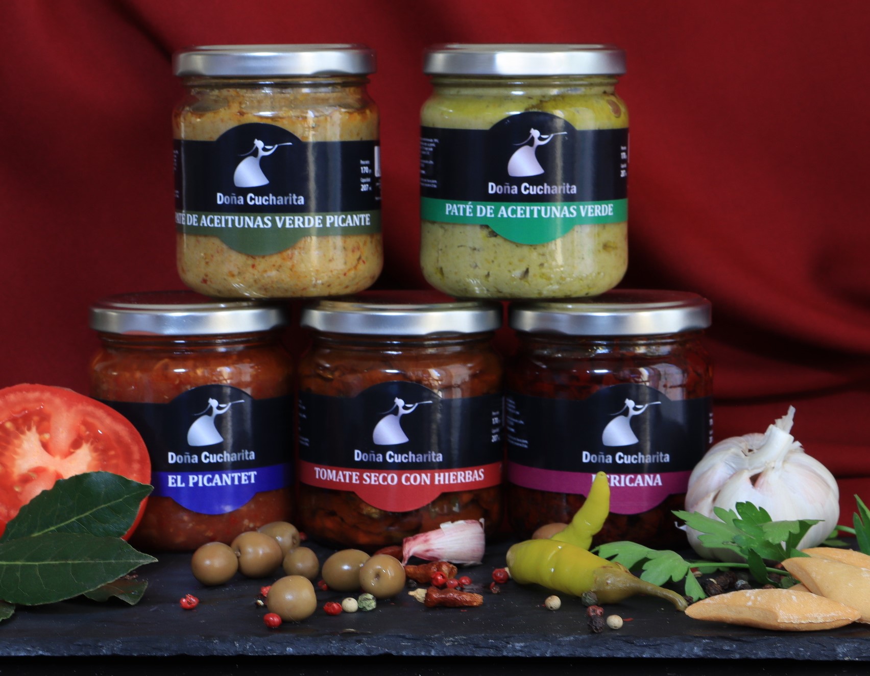 Pericana, Aspencat, Paté aceituna verde, Paté aceitunas verde picante, Pack de Degustación 4 ...